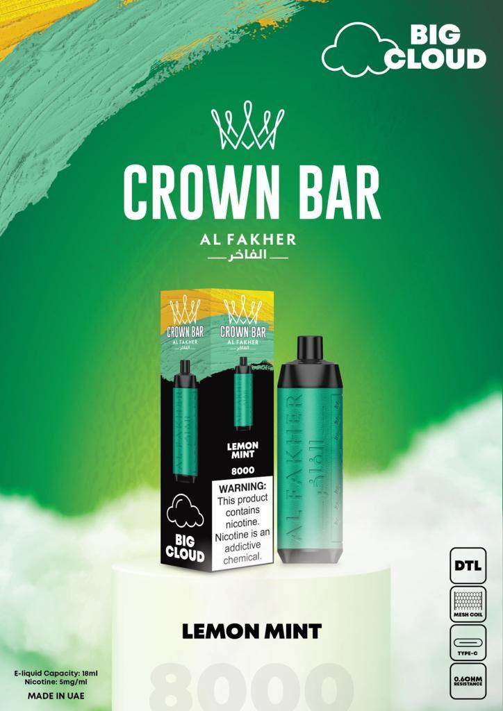 CROWN BAR RECHARGEABLE DISPOSABLE 8000 Puffs 5mg IN DUBAI UAE